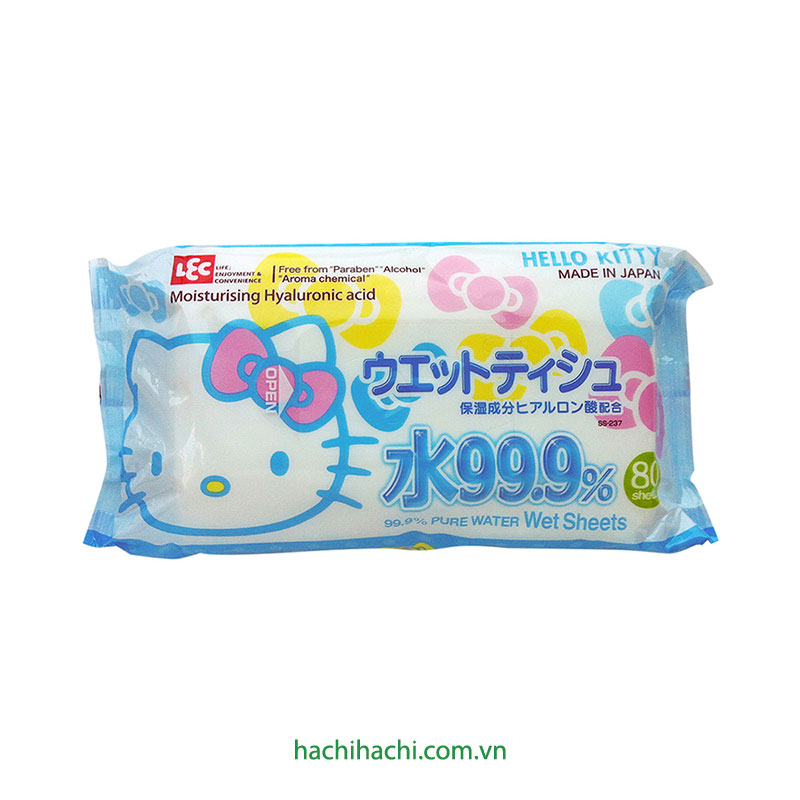 Giấy ướt LEC 99,9% nước tinh khiết Hello Kitty 80 tờ