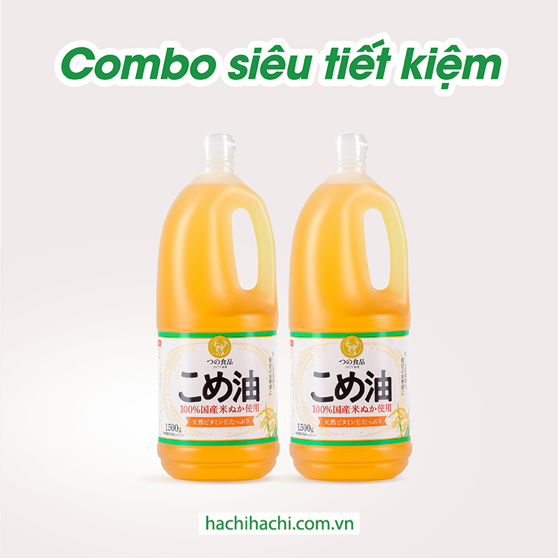 Combo 2 chai Dầu gạo Nhật Bản Tsuno nguyên chất 1500g