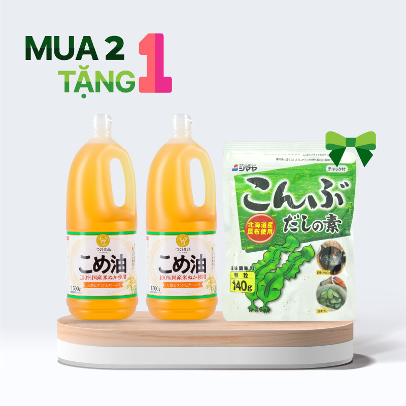 Combo MUA 2 Dầu gạo Nhật Bản Tsuno nguyên chất 1500g (1636ml) TẶNG Bột nêm Dashi tảo bẹ Kombu ...