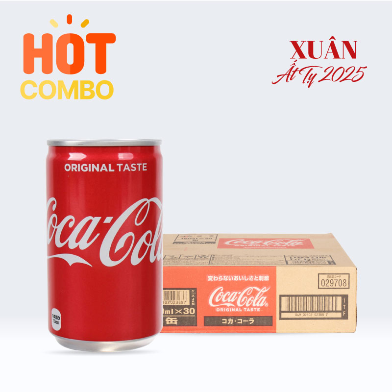 Combo 1 thùng 30 lon Nước ngọt Coca Cola Nhật Bản 160ml