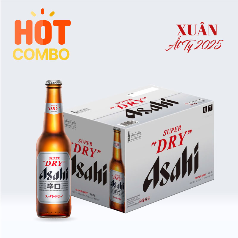 Combo 1 thùng 24 lon Bia Asahi Super Dry Chai 330ml