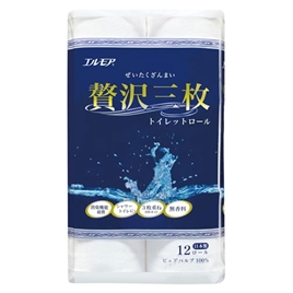 Giấy vệ sinh Ellemoi 3 lớp (22m x 12 cuộn) Không hương